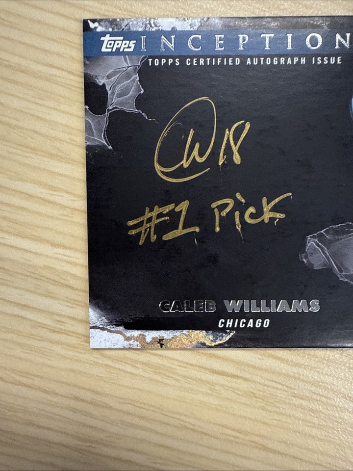 Caleb Williams 2024 Topps Inception Silver Signings Card Gold Ink 1/1 ...