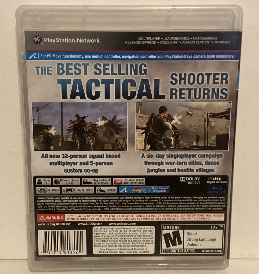 SOCOM 4: U.S. Navy SEALs PS3 2011 Black Label 711719813521 | eBay