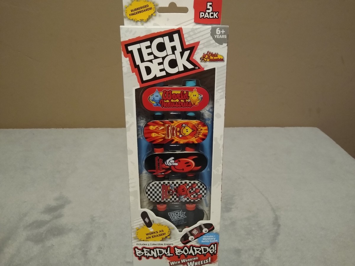 Tech Deck Bendy Boards 5-Pack - Rubber Fingerboard Erasers With Working ...