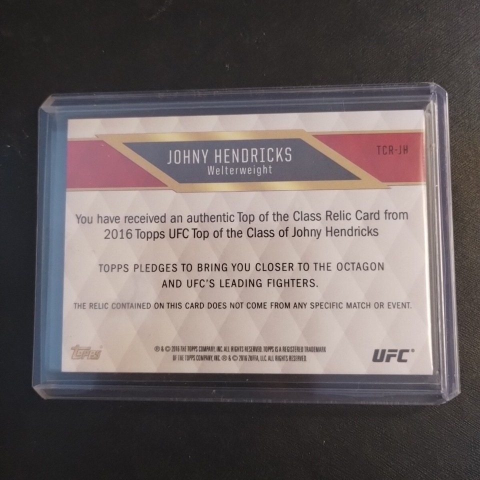 #7/8 Johny Hendricks Ruby Jumbo Relic Card 2016 Topps UFC Top of Class ...