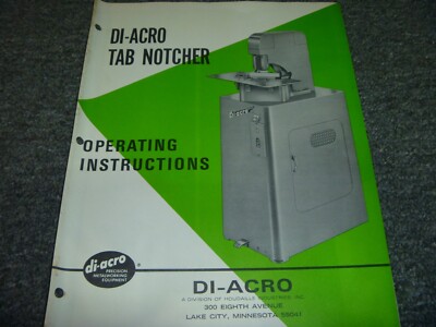 Di-Acro Tab Notcher Owner Operator Instruction Manual User Guide | eBay