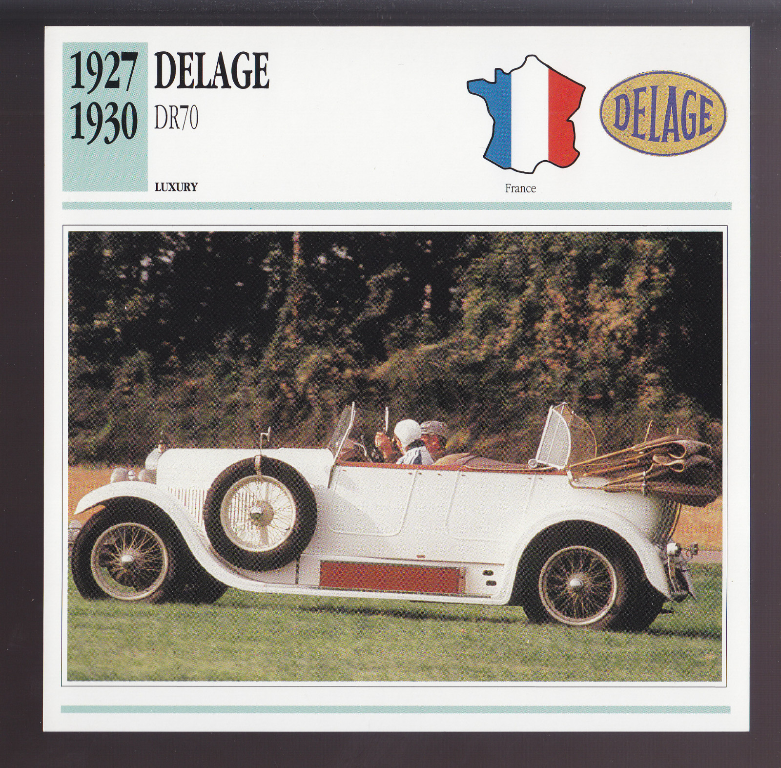1927-1930 Delage DR70 DR-70 France Car Photo Spec Sheet Info CARD 1928 ...