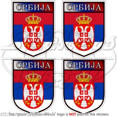 SERBIA Serbian Shield 50mm (2") Vinyl Bumper-Helmet Stickers, Decals x4 ...