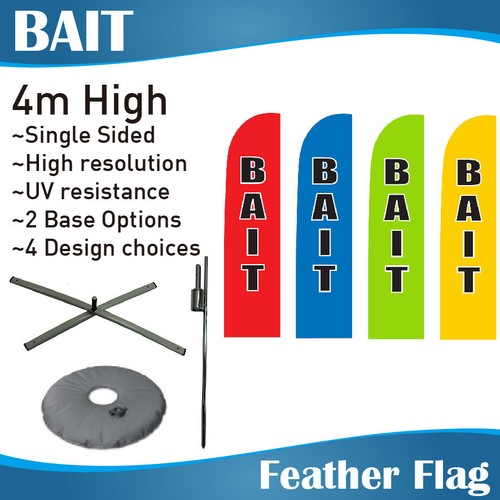 4m Outdoor BAIT Flag Banner Feather Flag with Base | eBay Australia