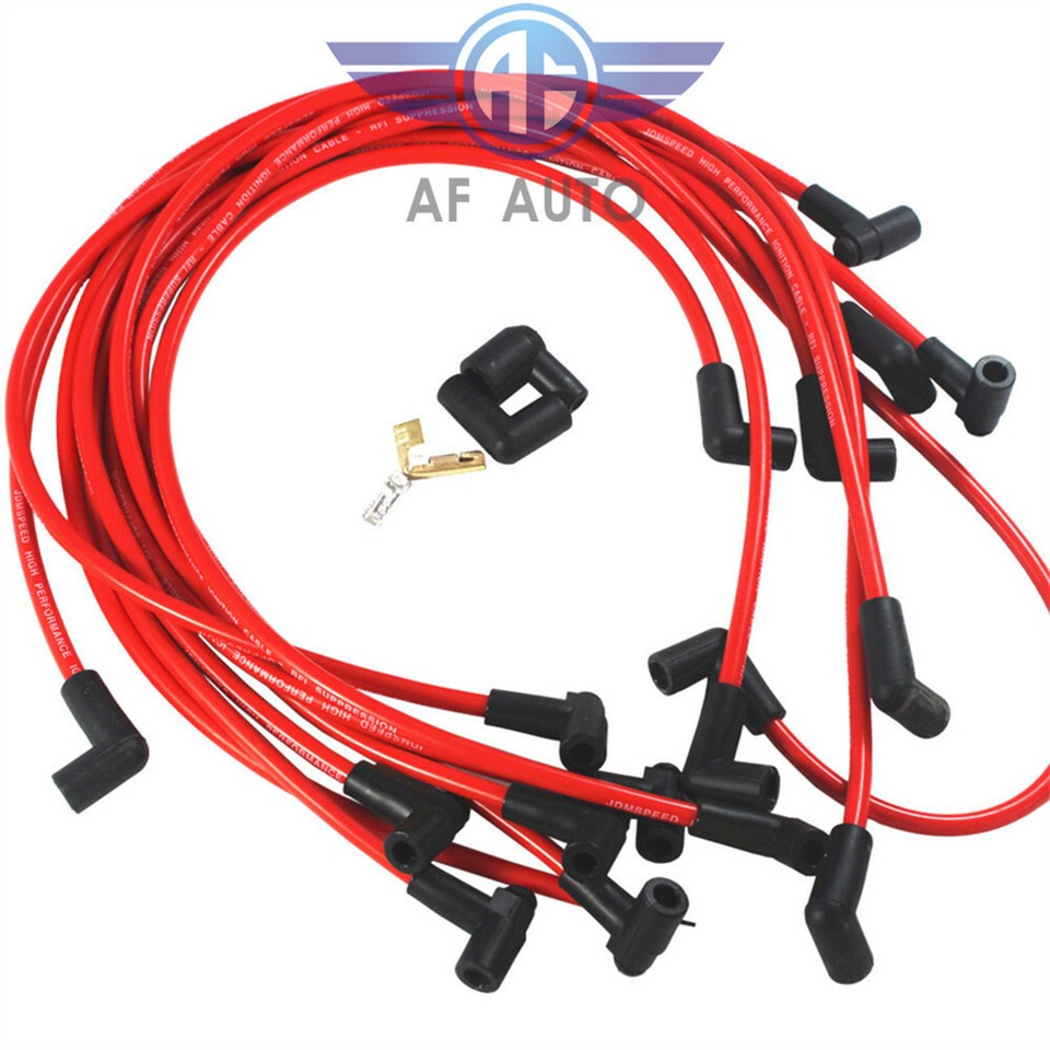 Red JDMSPEED Ultra 40 Spark Plug Wires Set For Big Block Chevy BBC 454 ...