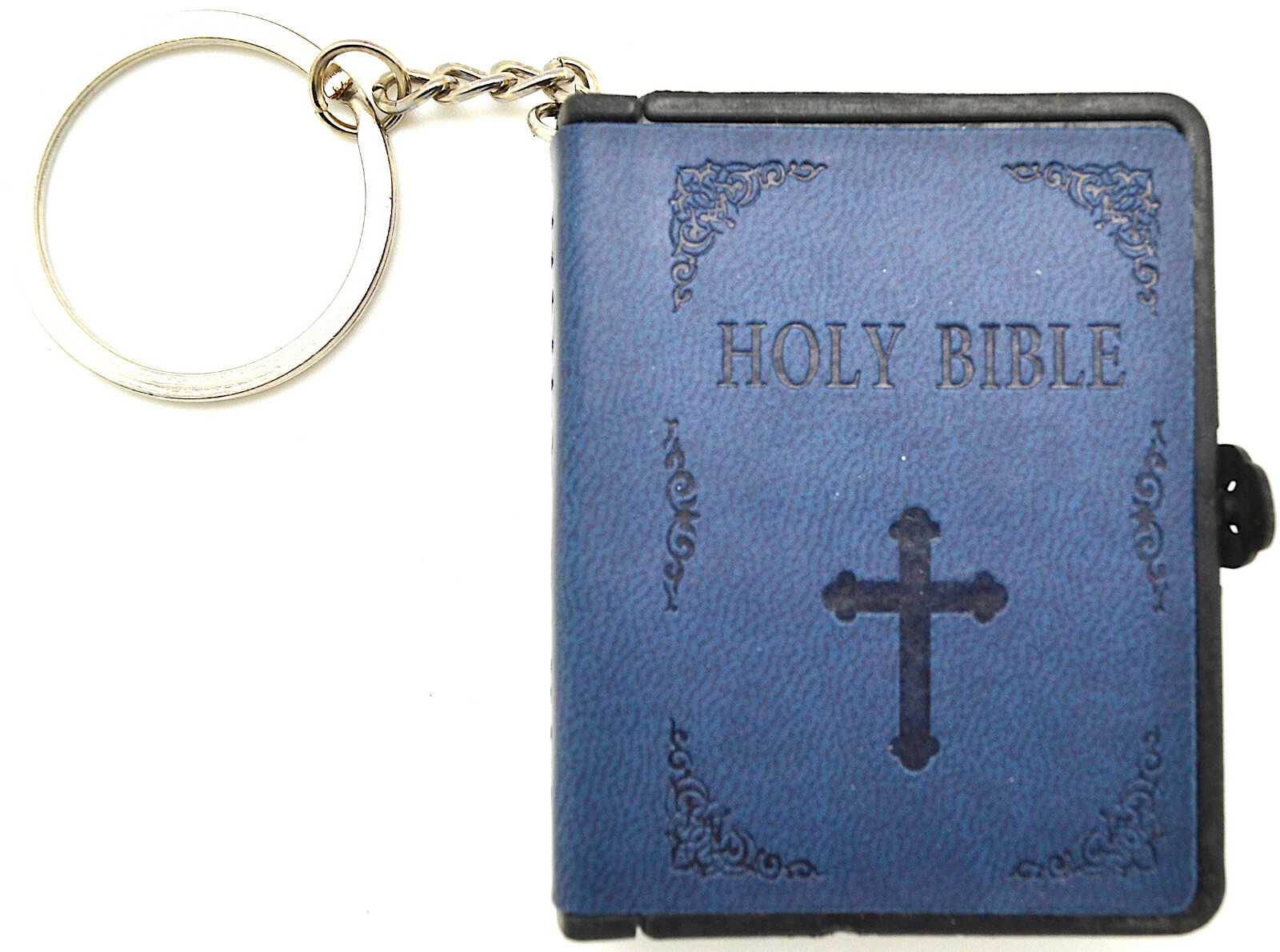 2 1/2" NEW! Leather-Bound Mini HOLY BIBLE Keyring Keychain Religious ...