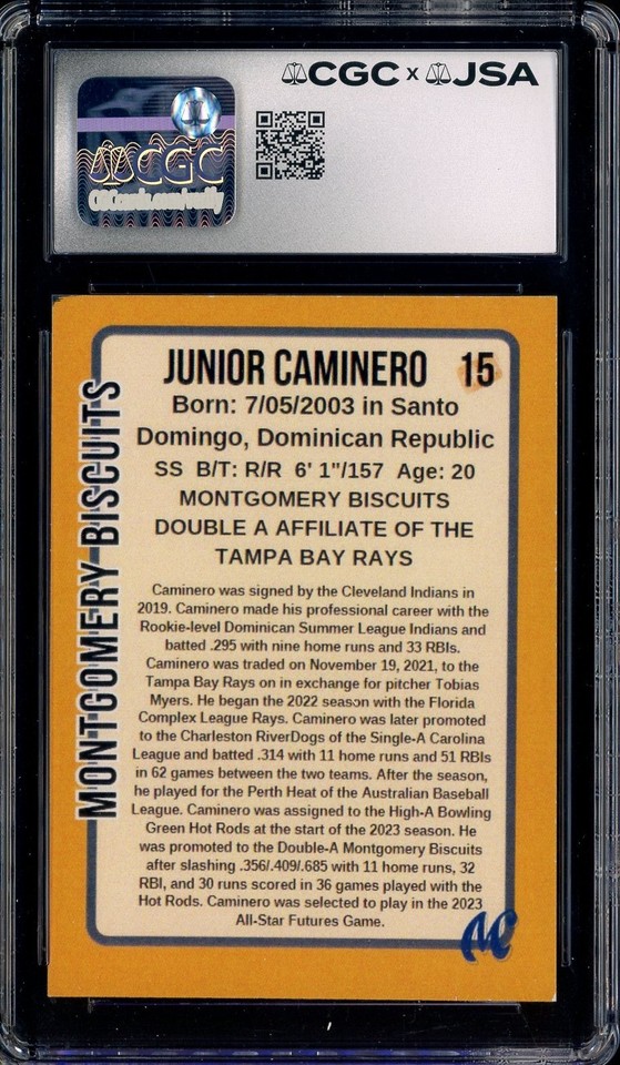 Junior Caminero Signed Custom Signature Card CGC AU JSA AUTO | eBay