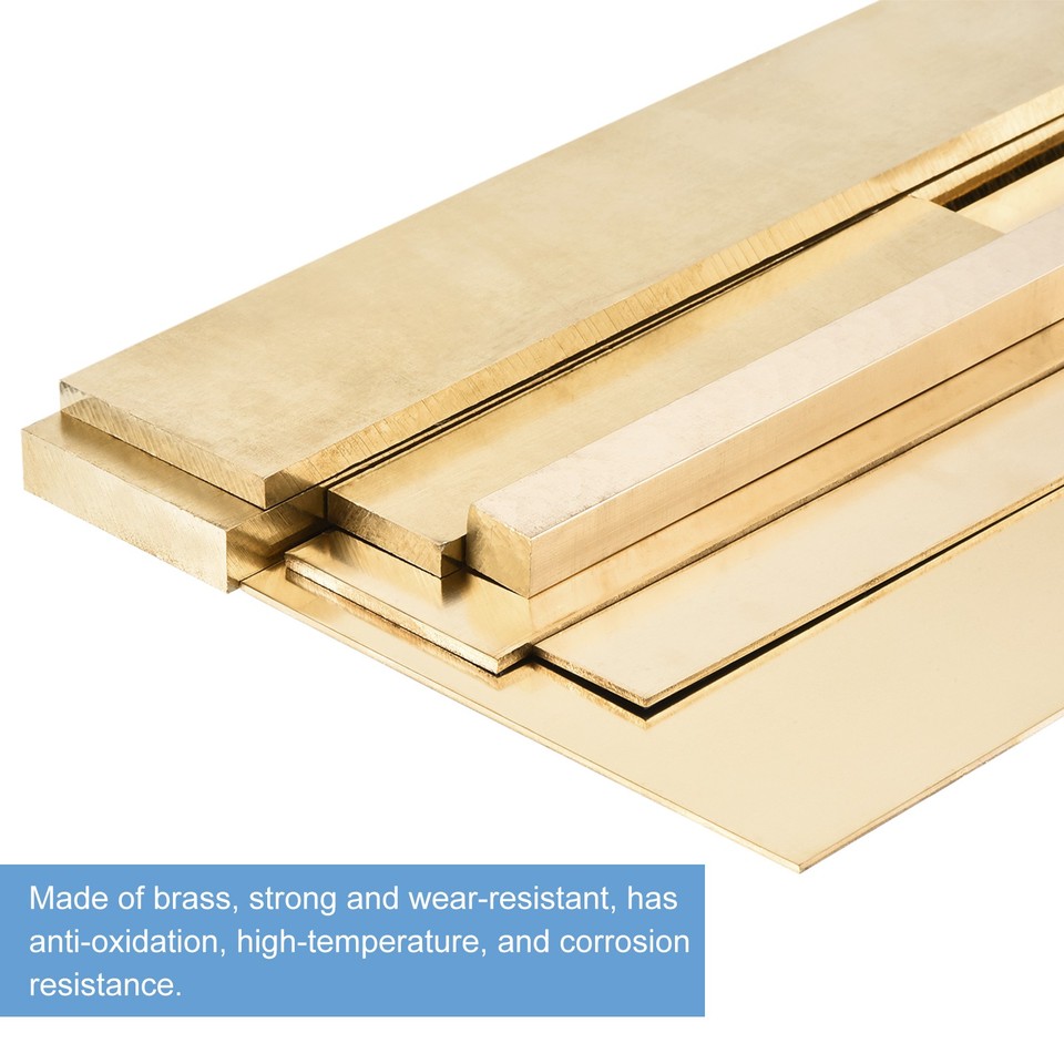2 Pcs Brass Flat Bar Stock, 0.31"x3.94"x12" Square Metal Solid Brass ...