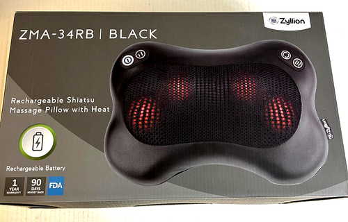 Zyllion Shiatsu Cordless Heat Pillow Massager 2 speed Rechargeable ZMA ...
