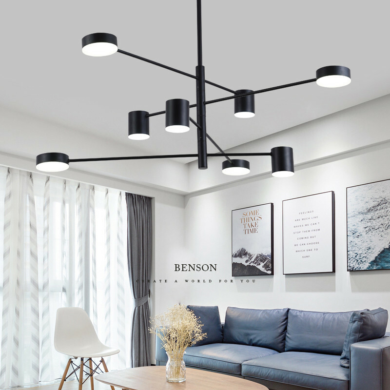 Hotel Chandelier Lighting Bar LED Lamp Black Pendant Light Kitchen ...