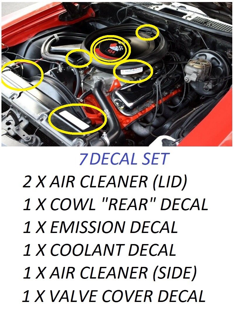 1970 Chevelle LS6 Decals Kit | 7 Pieces | Black | Round Air Filter ...