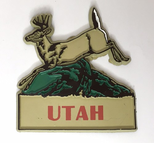 State of UTAH USA Rubber Refrigerator Fridge Magnet Leaping Deer | eBay