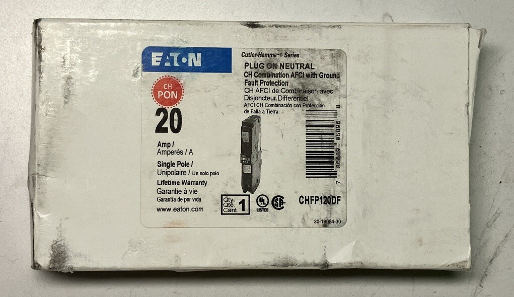 Eaton CH AFCI GFCI Dual Function 20 Amp CHFP120DF Ground Fault Circuit ...