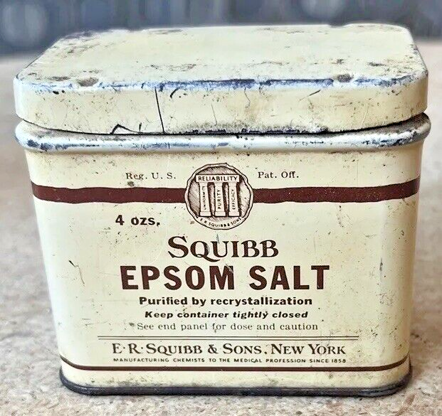 Vintage ER SQUIBB & Sons Epsom Salt 4oz TIN | eBay