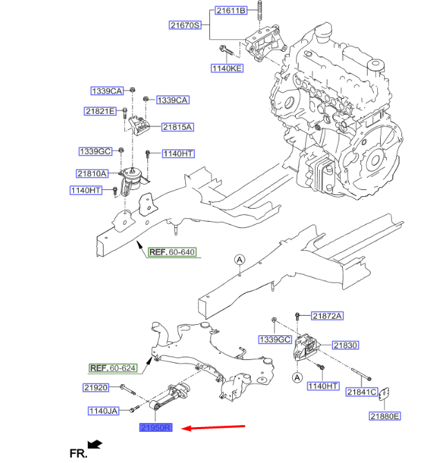 Kia Sportage QL Lower Center Engine Mount Bracket 21950-d9100 2017 1.6 ...
