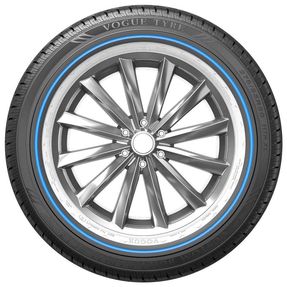 285/45R22 Vogue Tyre CUSTOM BUILT RADIAL SCT2 BLUE STRIPE BLUE/WHITE ...