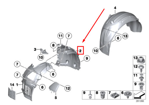 NEW BMW 5 F10 FRONT RIGHT FENDER LINER SPLASH SHIELD 7186724 ...