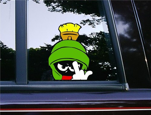 Marvin Martian Finger Peeking Window Vinyl Car Decals Stickers Looney ...
