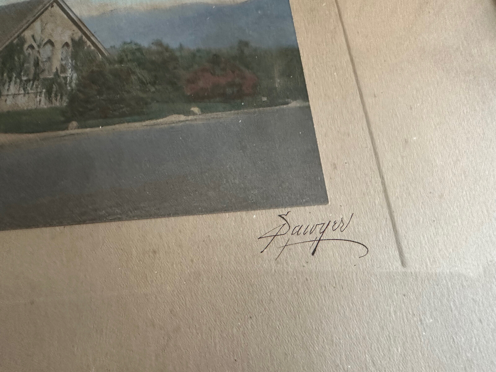 OLD Charles Sawyer Hand Colored Photo A Chapel In The Mountains Bretton ...