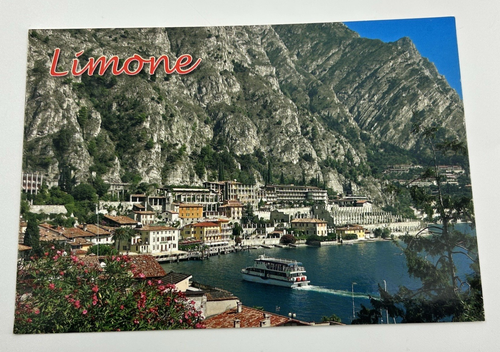 Limone Postcard Vintage Farry Boat Homes Mountain Flowers | eBay