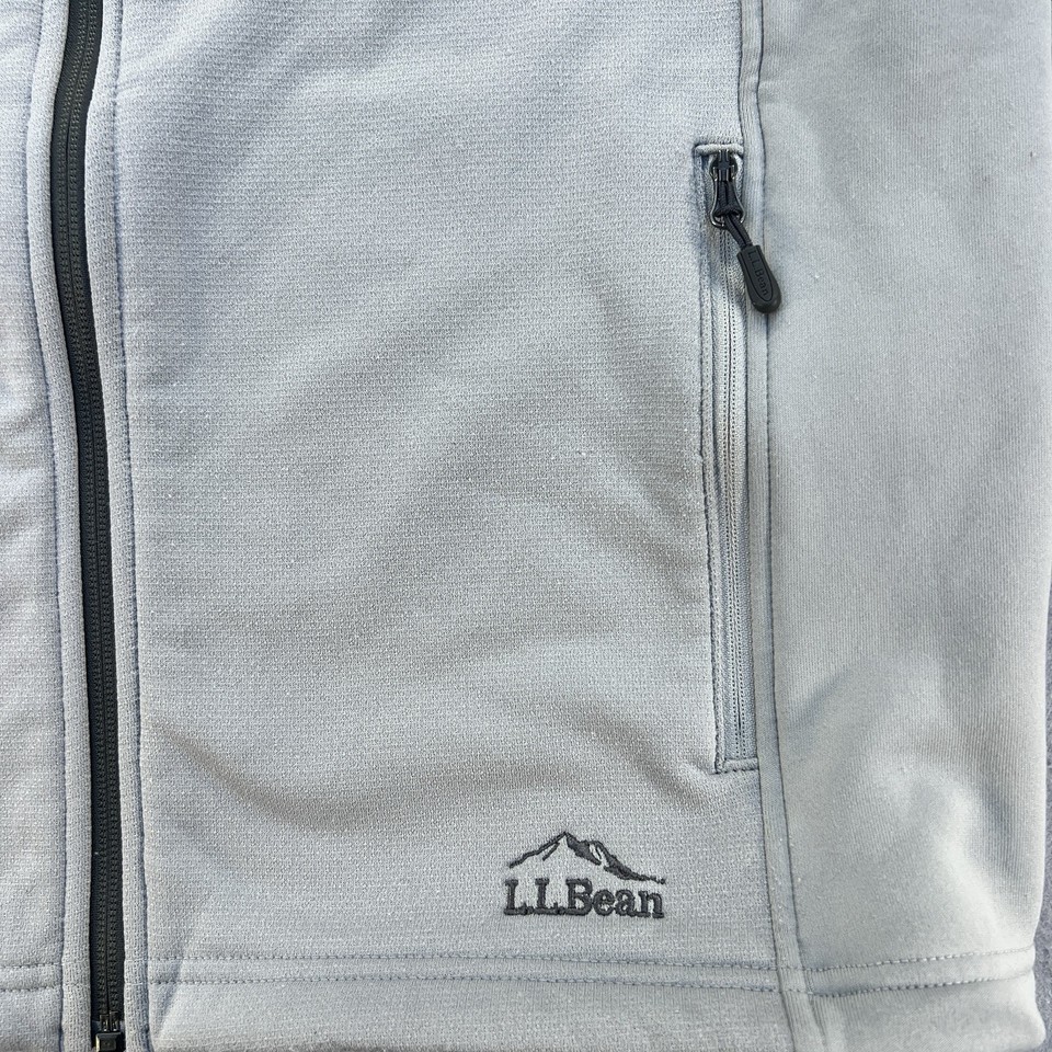 L.L.Bean Fleece Jacket Men’s L Grey Full Zip Quality Outdoor Layer Logo ...