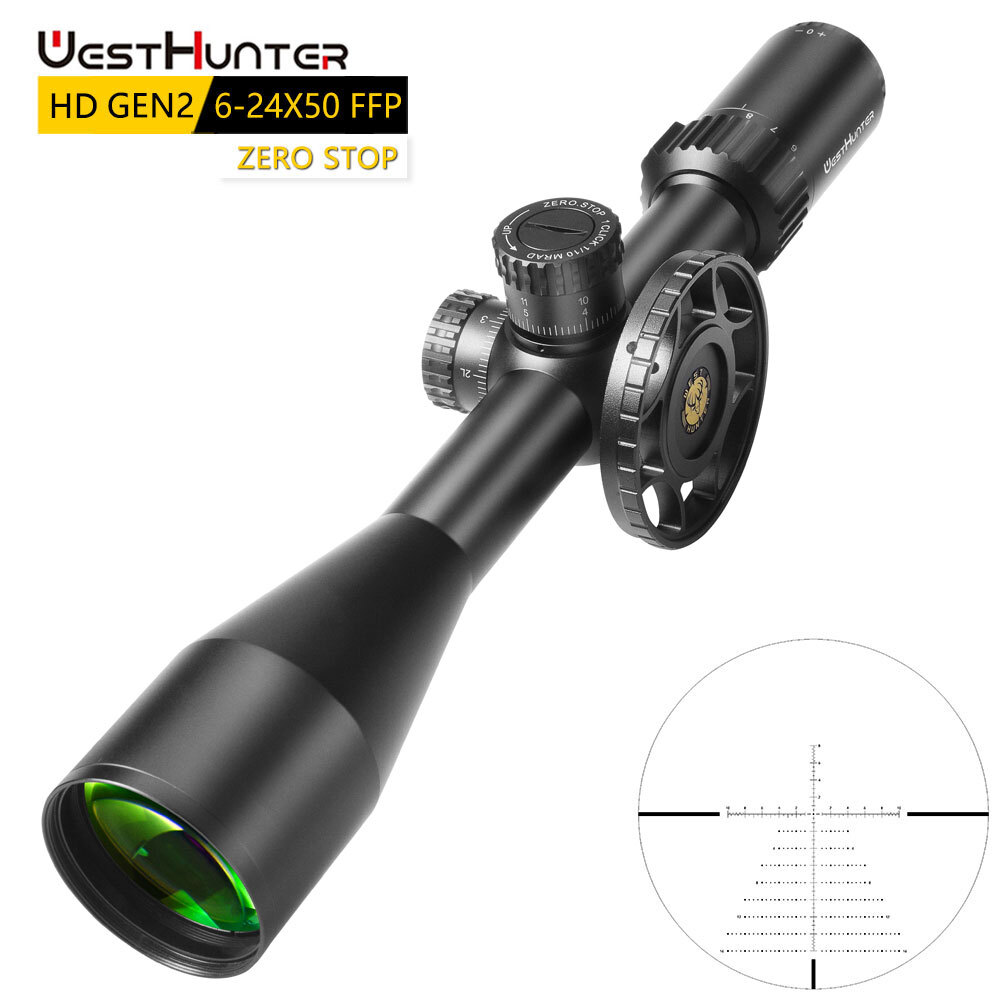 WestHunter HD GEN2 6-24X50 FFP Rifle Scope Zero Stop First Focal Plane ...