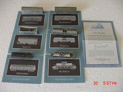 1989 FRANKLIN MINT WORLD'S GREATEST RAILROAD CARS SET OF 6 + PAMPHLETS ...