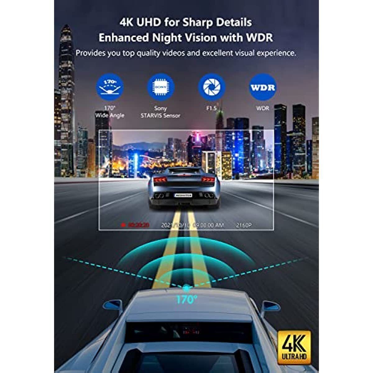 REDTIGER Single Dash Camera Dash Cam for Cars WiFi GPS Parking Mode | eBay