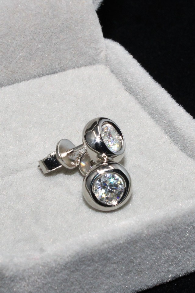 studs 1CTW silver 925 GRA certified | eBay UK
