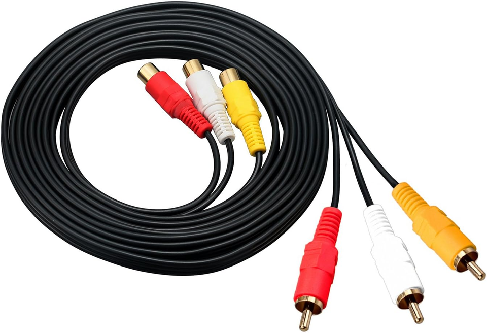AV Extension Cable - Gold Plated 3 RCA Male to 3 RCA Female Audio Video ...
