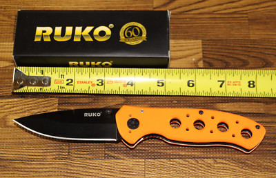 RUKO 440A Stainless Folding Knife Blaze Orange RUK0075BZ | eBay