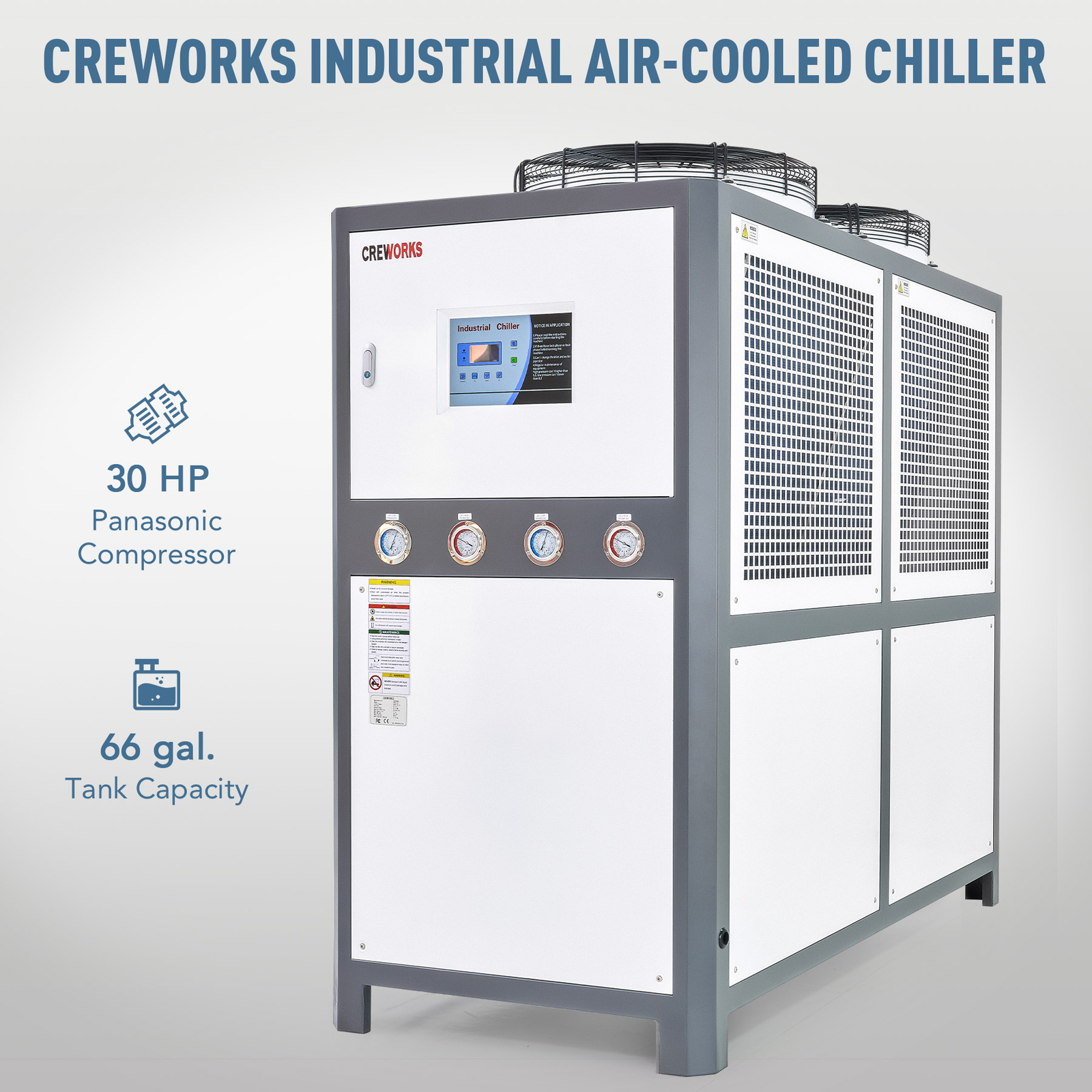 CREWORKS 20 Ton 30HP Industrial Air-Cooled Chiller for Metalworking Die ...