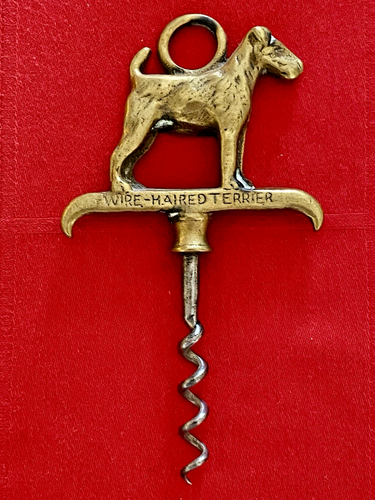 Antique 1920's Brass WIRE HAIRED TERRIER Dog CORKSCREW John Jewsbury ...