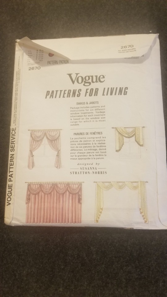 VOGUE SWAGS & JABOTS Patterns for Living 2670 Susanna Stratton-Norris ...
