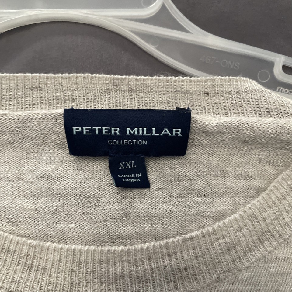 Peter Millar Sweater Men's XXL Merino Wool/Linen Blend Ivory Mélange ...