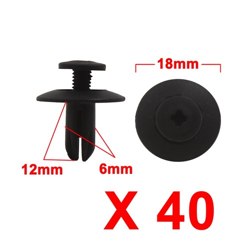 40pcs 6mm Hole Black Plastic Expanding Rivets Push Clip for Car Door ...