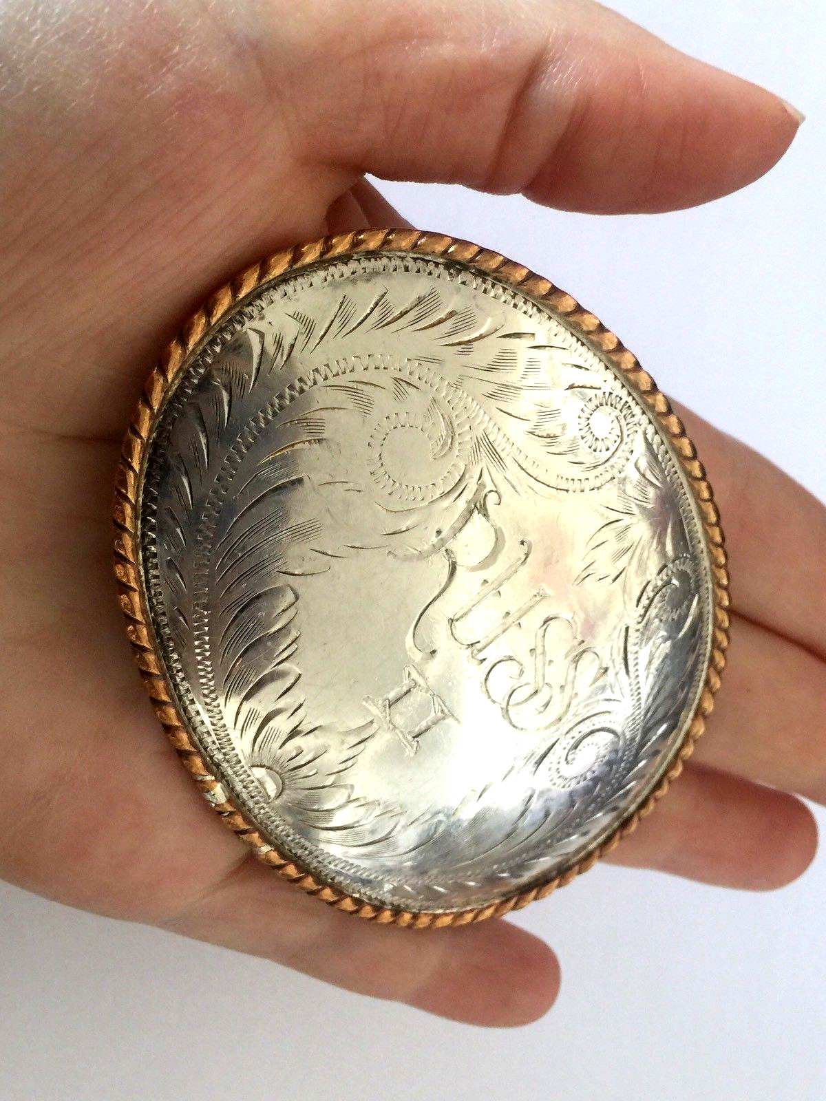 Comstock Silversmiths STERLING SILVER 925 Floral Etched Belt Buckle | eBay