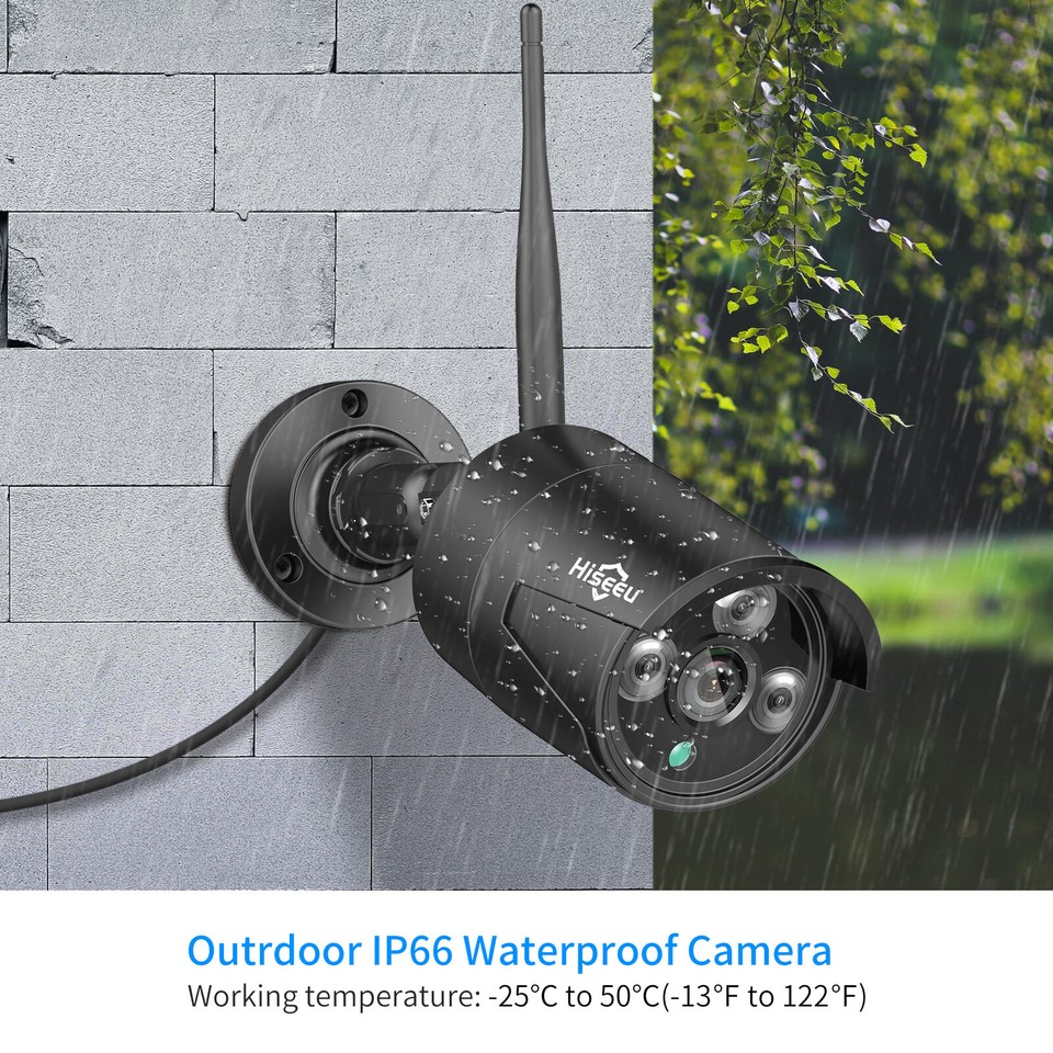 Hiseeu 3MP 8CH 2K NVR WIFI Outdoor Wireless Security Camera System CCTV ...