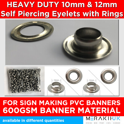 Eyelets 10mm 12mm For Sign Makers Heavy Duty Self Piercing Vinly PVC ...