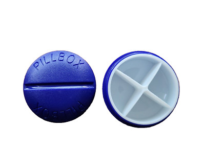 round pill box (pillbox) - 2.5 inch diameter - small, discrete, safe, 4 ...