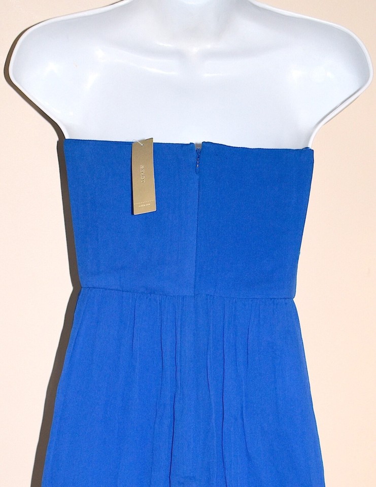 NEW J Crew Taryn Royal Blue Strapless Dress sz 18 Silk Chiffon $250 NWT ...