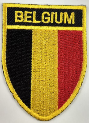 Belgium Flag Shield Crest Patch Embroidered Iron On Sew On Applique ...