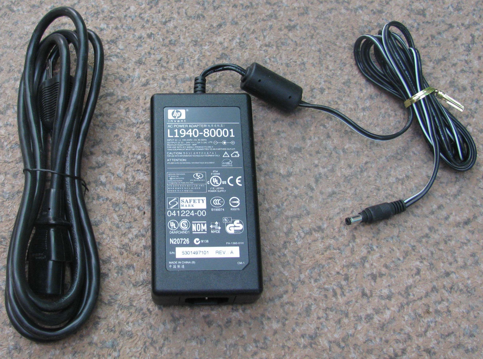 AC POWER SUPPLY Adapter/ Cord HP Printer L1940-80001 24Volt. 1.5A | eBay