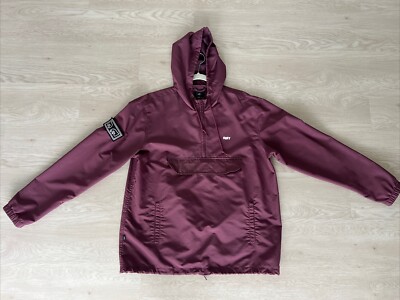 Obey Worldwide Pullover Jacket Mens Size L Crimson Red Hooded | eBay