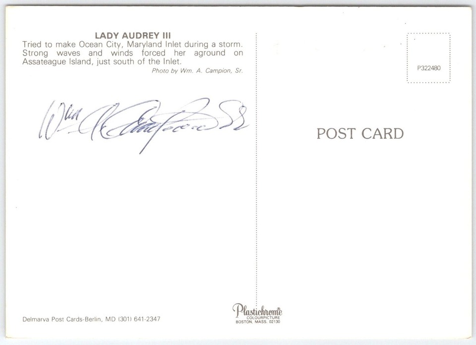 LADY AUDREY III Shipwreck Postcard Assateague Island Ocean City MD | eBay