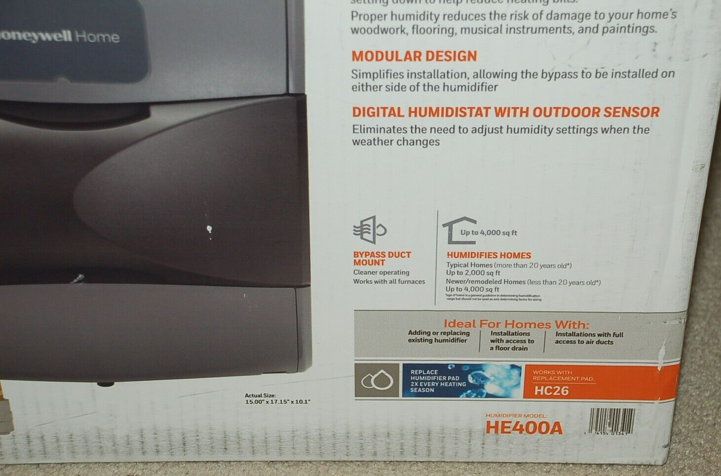 Honeywell Home HE400A Whole House Humidifier and Digital Humidistat | eBay