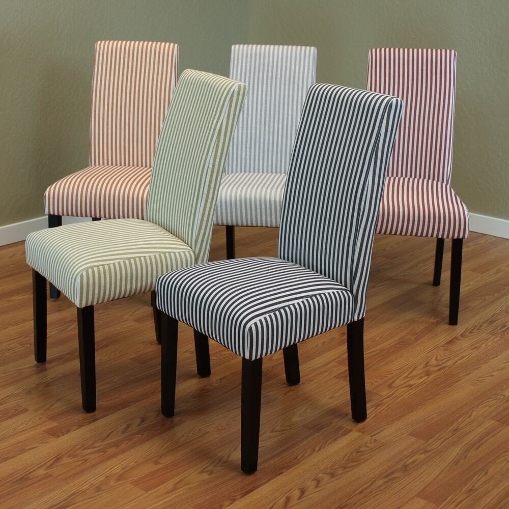 Villa Striped Linen Parsons Dining Chairs (Set of 2) | eBay