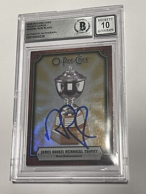 Rob Blake Signed OPC James Norris Memorial Trophy Card IP Slabbed ...