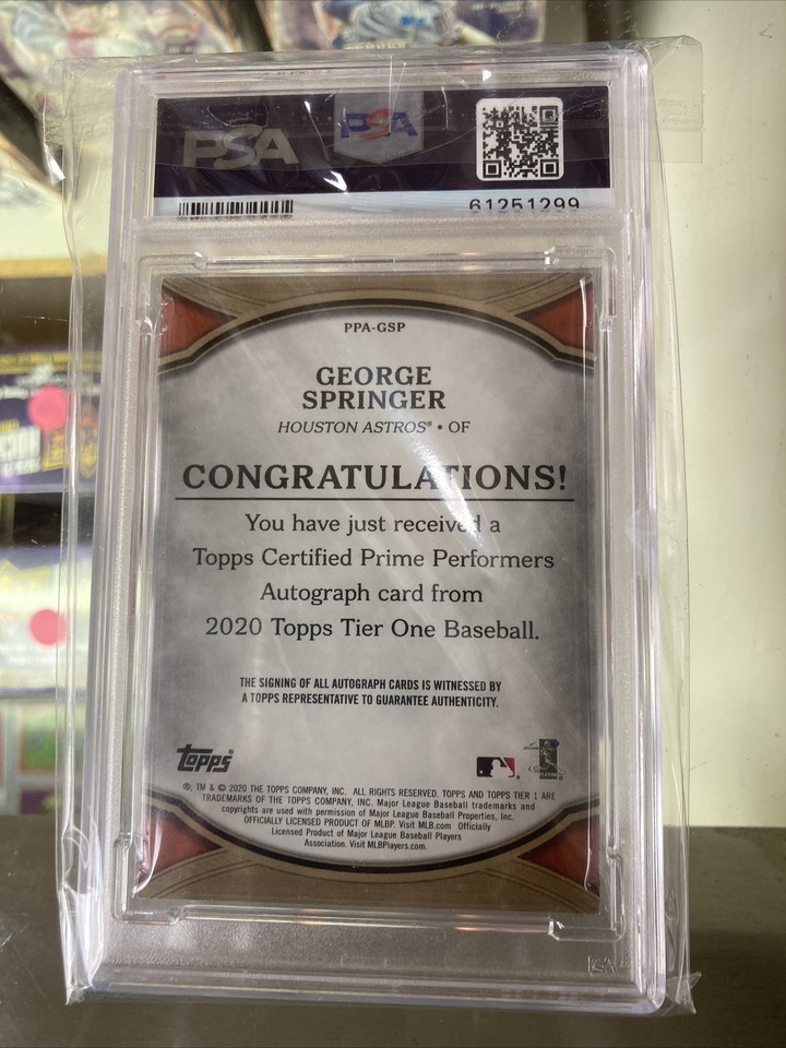 2020 Topps Tier One Prime Performers Auto /80 George Springer #PPA-GSP ...