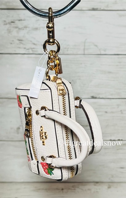 Coach Mini Rowan Satchel Bag Charm With Strawberry Print Leather ...